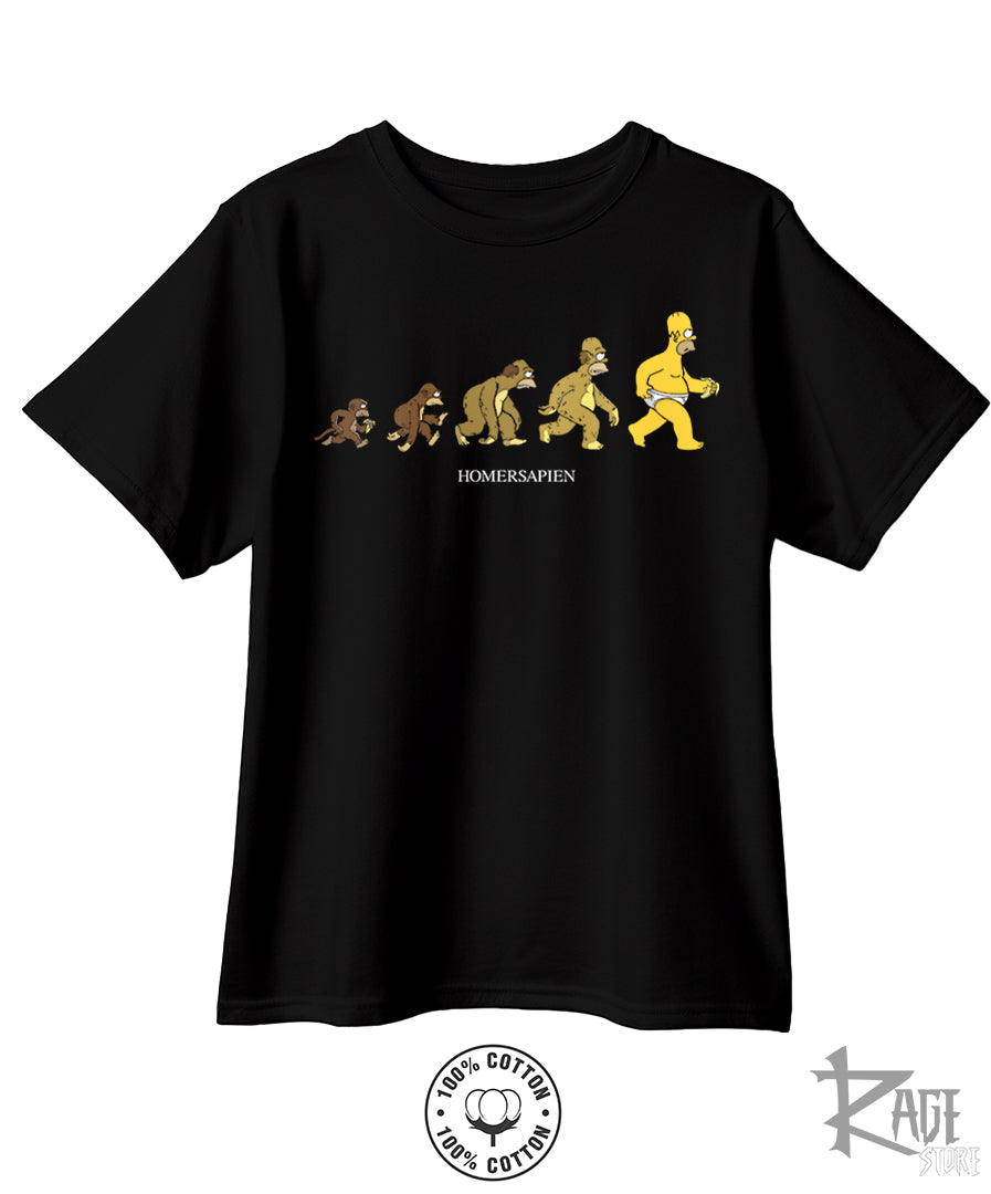 Playera negra "Homersapien" - Homero Simpson Evolucionando | Ragestore ...